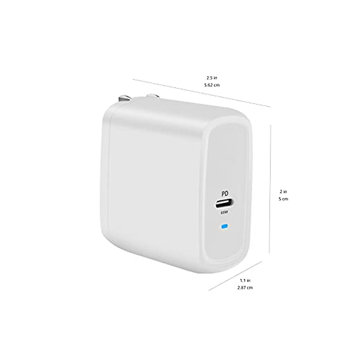Amazon Basics 65W One-Port GaN USB-C Wall Charger with Power Delivery PD for Laptops,Tablets & Phones (iPhone 15/14/13/12/11/X, iPad, MacPro, Samsung, and more), non-PPS, White
