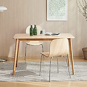 Livinia Canberra 47.2" Rectangular Wooden Dining Table/Mid Century Modern Malaysian Oak Kitchen Table (Natural-Oak) Table Only