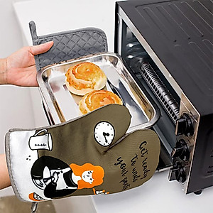 Get Ready to Undo Your Pants,Oven Mitts and Pot Holders Sets of 2，Funny Oven Mitt，Silicone Non-Slip Oven Mitts,Kitchen Gift for Women，Birthday Gifts for Mom, Wife, Girlfriend, Grandma