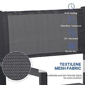 Soleil Jardin Outdoor Folding Director Chair Set of 2, Aluminum Portable Dining Chair Beach Chair for Camping Picnic Garden, Dark Grey Frame