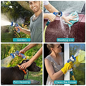LOKIMSI Garden Hose Nozzle Sprayer，Features 10 Spray Patterns, Thumb Control, On Off Valve for Easy Water Control，Best for Watering Plants,Lawn& Garden,Washing Cars,Cleaning,Showering Pets