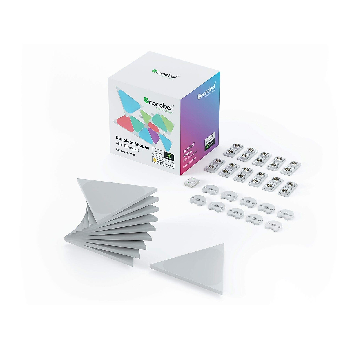 Nanoleaf Shapes WiFi and Thread Smart RGBW 16M+ Color LED Dimmable Gaming and Home Decor Wall Lights Expansion Pack (Mini Triangles (10 Pack))