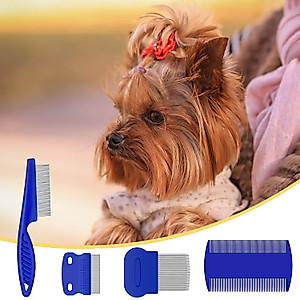 7 Pieces Dog Combs Kit, FAURAPMNG Stainless Steel Dog Cat Flea Lice Comb with Rounded Teeth, Pet Tear Stain Remover Comb, Professional Pet Grooming Tool for Small, Medium & Large Pets