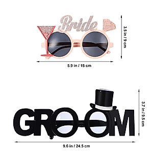 2pcs Bride Groom Glasses Bachelor Party Eyewear for Adults Naughty Decorations Bridal Shower Eyeglasses Diamond Sunglasses Wedding Shower Glasses Lovers Plastic Woman