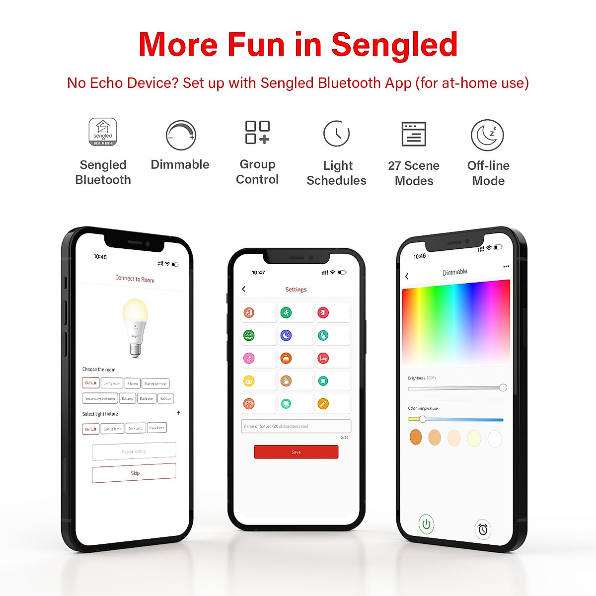 Sengled Smart Bulb, Bluetooth Mesh, Work with Alexa Only, A19 Dimmable E26, 60W Equivalent Soft White 800LM, Certified for Humans Device, 1 Pack
