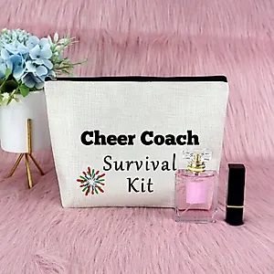 Cheer Coach Thank You Gift Cheerleader Coach Gift for Women Makeup Bag Cheerleading Coach Gift Cheer Mom Appreciation Gift Cosmetic Bags Christmas Thanksgiving Gift for Her Travel Makeup Pouch