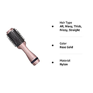 Adagio California Blowout Brush: 2-in-1 Hot Air Brush Styler and Dryer - Negative Ion Round Brush - Hair Dryer Brush with Straightener Function - Hair Styling Tools for Women… (3-inch, Rose Gold)
