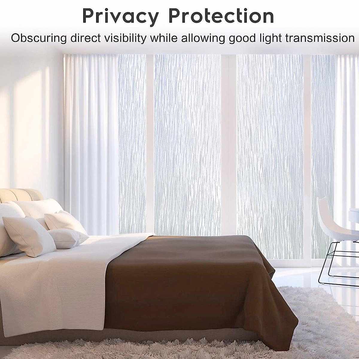 rabbitgoo Window Privacy Film Frosted Glass Film Removable Vinyl Door Coverings UV Blocking Decorative Static Cling Non-Adhesive Window Clings Sticker for Home Decor, 11.8 x 78.7 Inches