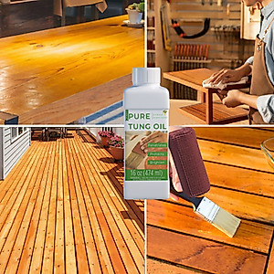 Godora 16 oz Pure Tung Oil for Wood Finishing, Wood Sealer for Indoor & Outdoor Favored by Craftsmen, Waterproofing Tung Oil for Wood Products, Perfect Food Safety Tung Oil for Furniture & Countertops