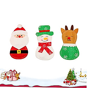 NOLITOY 3 pcs Color Silverware Holders for Holder Dining Fork Table Pocket Holiday Dinner Storage Cover Claus Christmas Elements Decor Festival Supplies Kitchen Spoon Utensil Pockets