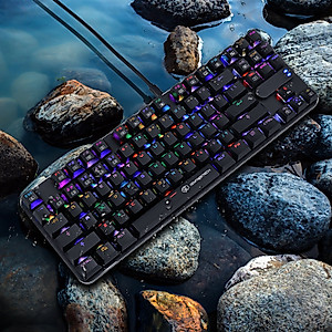 Mechanical Keyboard Wired 87 Keys RGB Gaming Keyboard Brown Switches LED-Backlit Mode Computer Game Keyboard for Office Gaming Gamer