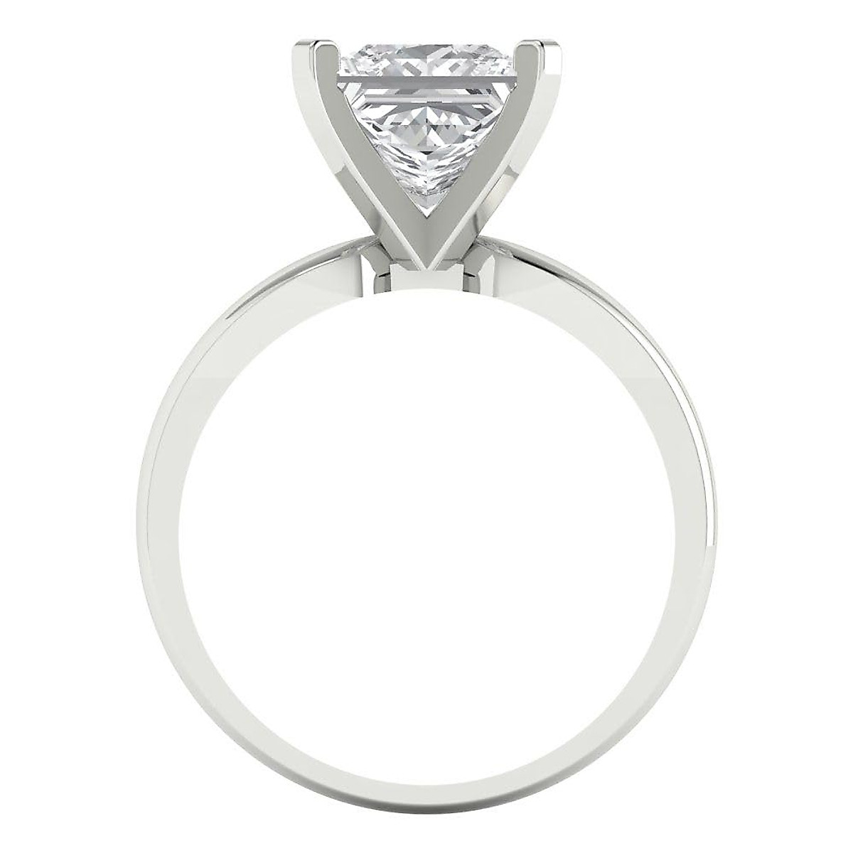 Clara Pucci 2.50ct Princess Cut Solitaire Moissanite Excellent Engagement Bridal Promise Anniversary Ring 18K White Gold Size 6.5