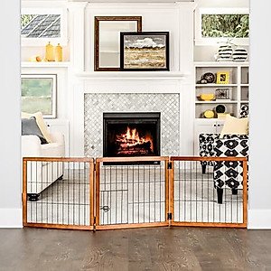 Carlson Pet Products Design Paw 62-Inch Super Wide 3 Panel Premium Wooden Pet Gate,Brown