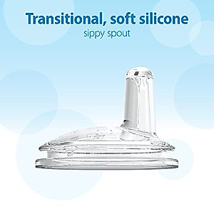 Dr. Brown’s® Milestones™ Wide-Neck Sippy Bottle with 100% Silicone Handles, Easy-Grip Bottle with Soft Sippy Spout, 9oz/270mL, BPA Free, Light-Blue & Gray, 2 Pack, 6m+