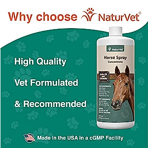 NaturVet Natural Horse Spray Repellant – For Horses Coat, Legs, Shoulders & Neck – Includes Citronella, Rosemary, Cedar Oils – Herbal Fragrance for Horses – 32 Oz.