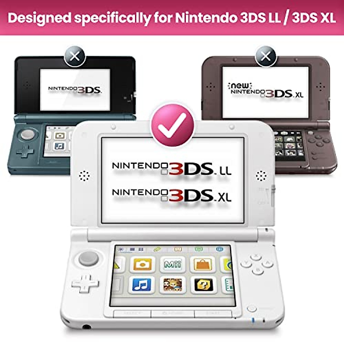 OSTENT Anti-Shock Hard Metal Box Cover Case Shell for Nintendo 3DS XL LL (Red)