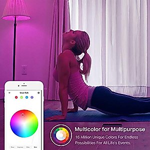 Kasa Smart Light Bulbs, Full Color Changing Dimmable Smart WiFi Bulbs Compatible with Alexa and Google Home, A19, 9W 800 Lumens,2.4Ghz only, No Hub Required, 4-Pack, multicolor (KL125P4)