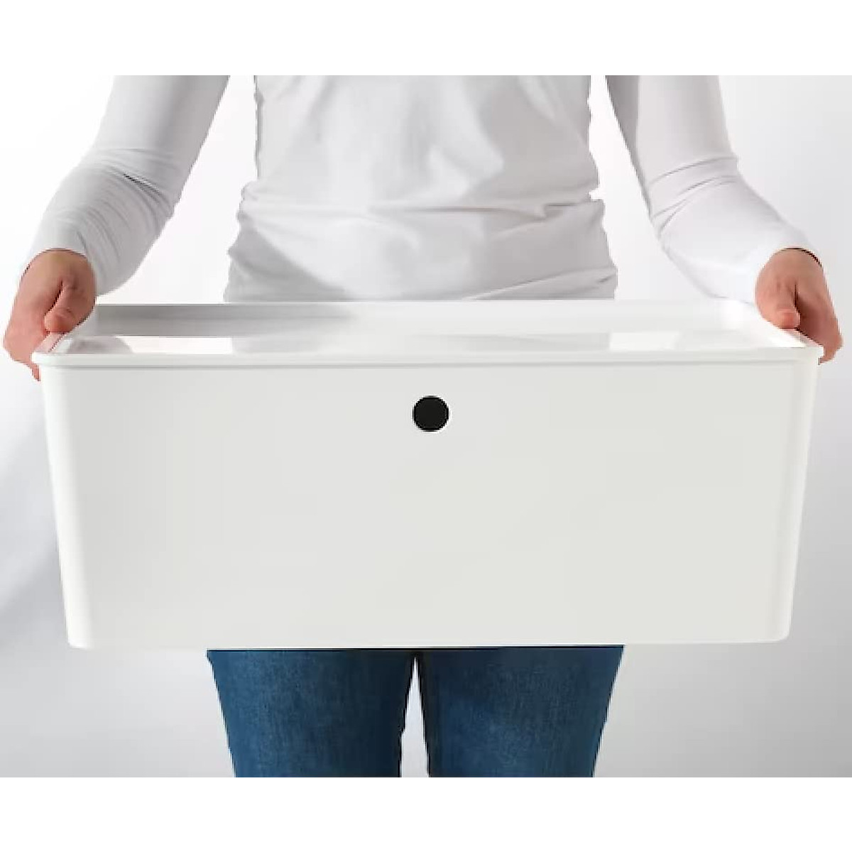 I-K-E-A KUGGIS Plastic Storage Box With Lid & Handles White Large Clothes Arts & Crafts, Game Accessories Or Bulky Items Organizer Besta Shelf Unit 14 1/2x21 ¼x8 ¼ ''