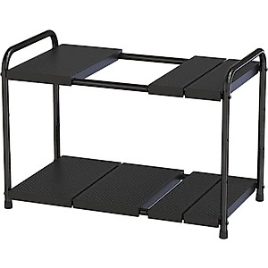 DecoBros Under Sink 2 Tier Expandable Shelf Organizer, Black