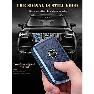 SANRILY Full Protection Key Fob Cover for Volvo XC90 XC60 S90 V90 2017 2018 Keyless Premium Metal and Leather Car Key Fob Shell Case with Keychain White