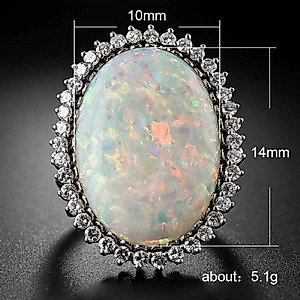 Luxury Fashion Exaggerated Opal Ring in Sterling Silver Cushion Cut 4 Carat Zircon Diamond Eternal Love Collection Anniversary Promise Ring Engagement Women's Wedding Ring 532 (8)