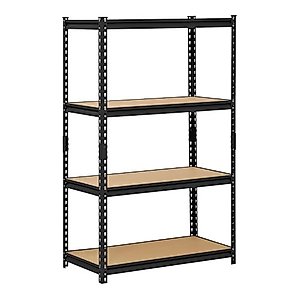 Edsal UR-364BLK Black Steel Industrial Shelving, 4 Adjustable Shelves, 3200 lb. Capacity, 60" Height x 36" Width x 18" Depth