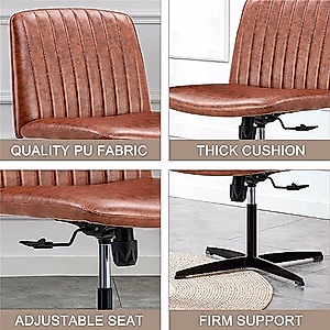 Simicase Office Chair, Home Computer Chair Office Chair Adjustable 360 °Swivel Cushion Chair with Black Foot Swivel Chair Study Desk Chair. No Wheels