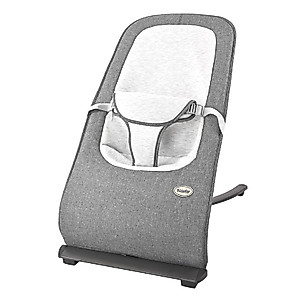 Baby Bouncer, Portable Bouncer Portable Rocker Chair for Babies, Baby Bouncer 3-Point Harness for Newborn Babies (Dark Grey)