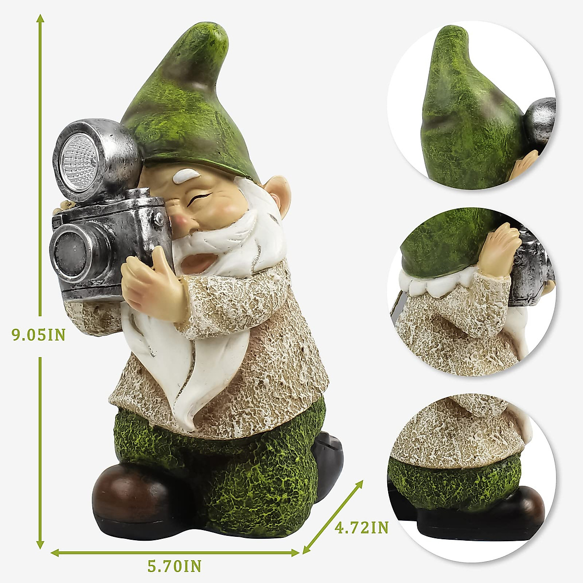 EPTUEGA Garden Gnome-Solar Statue Outdoor-Gnomes Decorations for Yard - Photography Pose Gnome for Yard Patio Lawn Garden Gifts