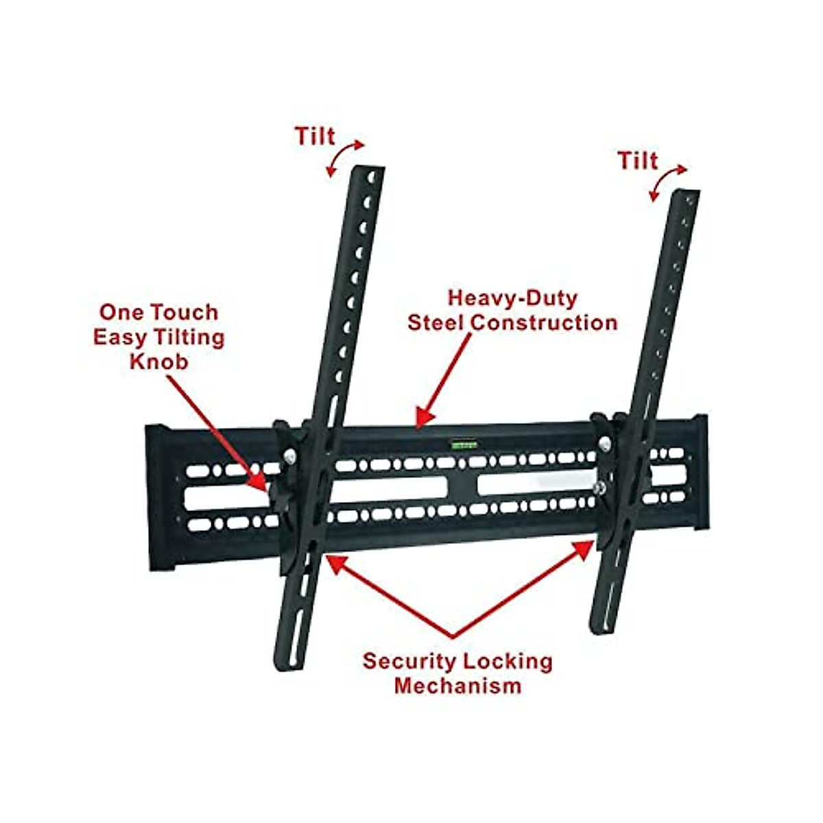 Tilt 15°TV Wall Mount for 32 37 40 47 50 55 60 65 70 Plasma LED LCD TV Display, Heavy-Duty Steel Construction in Classic Black Finish, Load Capacity Up to 110lbs GPJCFCDUS