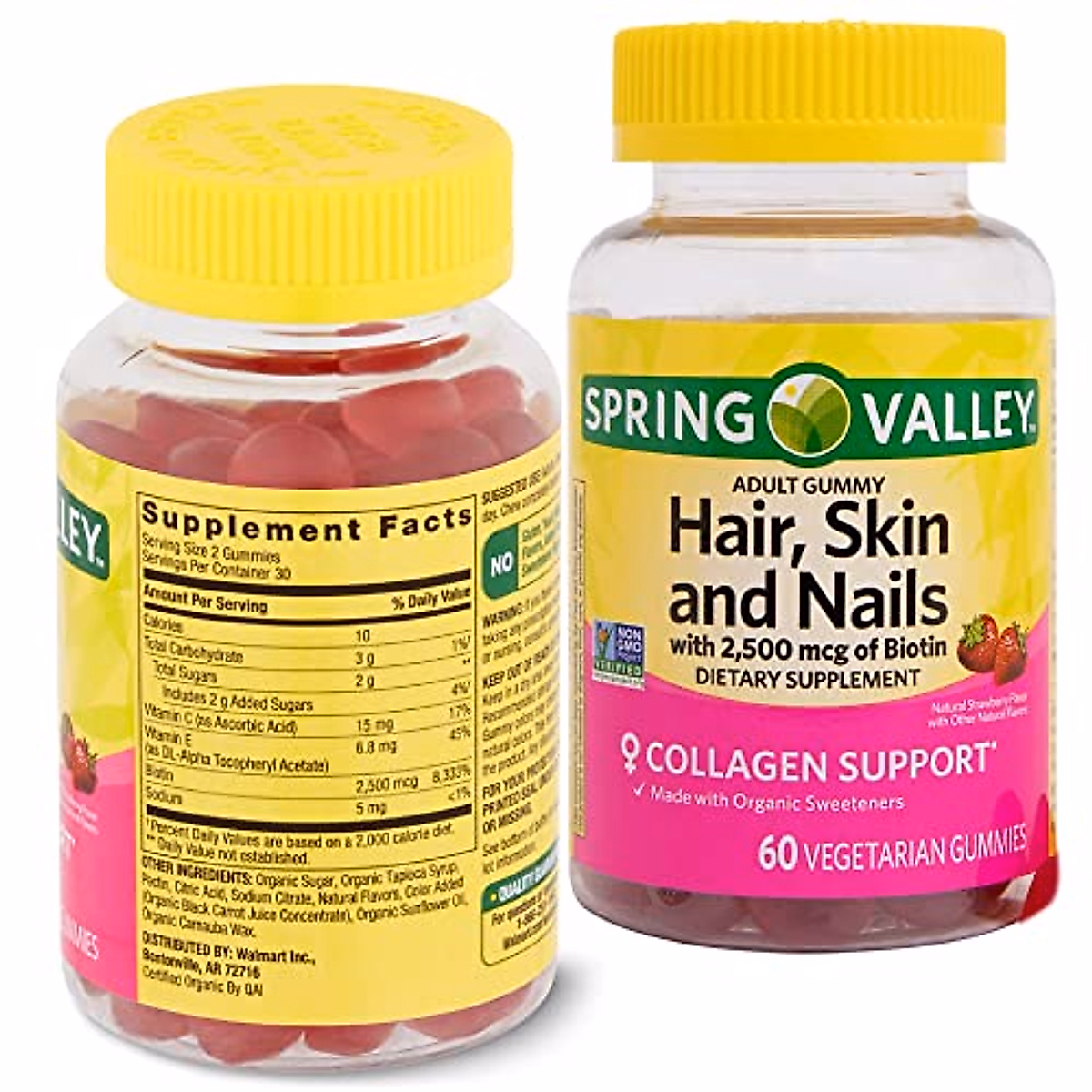 Get The Glow: Boost Hair, Skin, and Nails with Spring Valley Vegetarian Biotin Gummies. Includes Luall Fridge Magnetic (Hair, Skin & Nails 2,500 Mcg 60 Gummies)