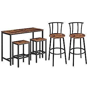 HOOBRO Bar Table and Chairs Set and High Counter Stools Bundle,3-Piece Breakfast Table Set for Kitchen Living Room, Dining Room, BF52BT01-BF04BY01G1