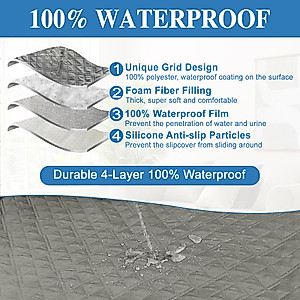 ALIECOM 100% Dual Waterproof Corner Sectional Couch Covers L Shape 3 Piece L Shaped Sectional Sofa Cover for Dogs Pets Living Room U Sectional Slipcovers Set Washable Slip Covers (Dark Gray, Large)