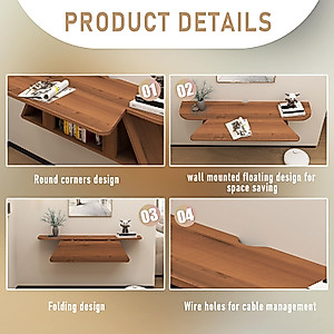 Pmnianhua Floating Console Table,47'' Wall Mounted Entryway Table,Floating Console Shelf for Entryway Hallway,Foyer,Under TV(Walnut)