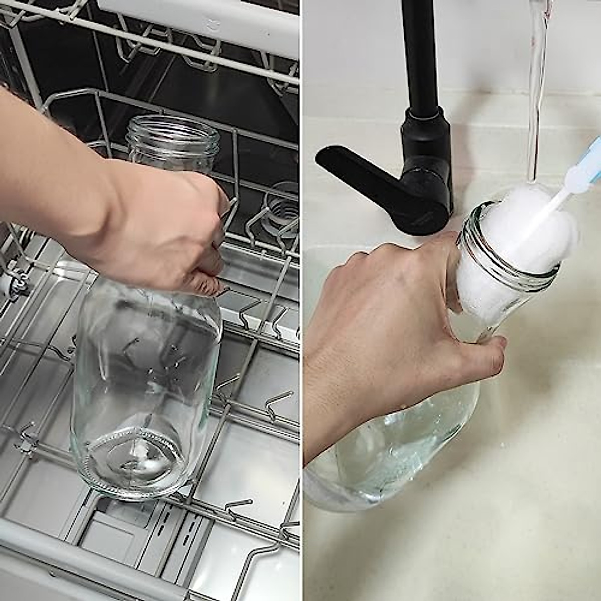 CUCUMI 2pcs 50oz Glass Carafe with Lids, 1.5 Liter Glass Water Pitcher Juice Containers Beverage Jugs for Mimosa Bar, Brunch, Cold Beverage