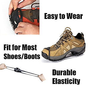 2 Pairs Ice Cleats for Shoes and Boots Mountaineering Ice Snow Grips, Traction Cleats Grips Crampons Spikes 10 Point Cleats for Walking on Ice and Snow, Jogging, Hiking (L-Size)