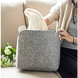 Foldable Felt Fabric Storage Basket, Convenient Box Organizer with Carry Handles for Office Bedroom Closet Babies Nursery Toys DVD Laundry Organizing (1 Pcs Medium)