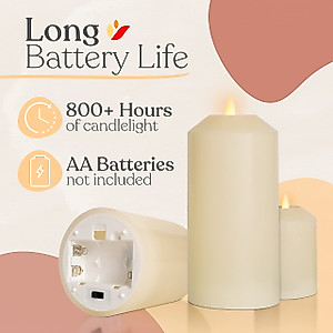 Battery Operated Night Light Candles with Light Sensor. Set of 3 Flameless White Wax Flickering Electric Candles. Dusk to Dawn Night Light. Great for Bathroom, Kids Bedroom or Living Room