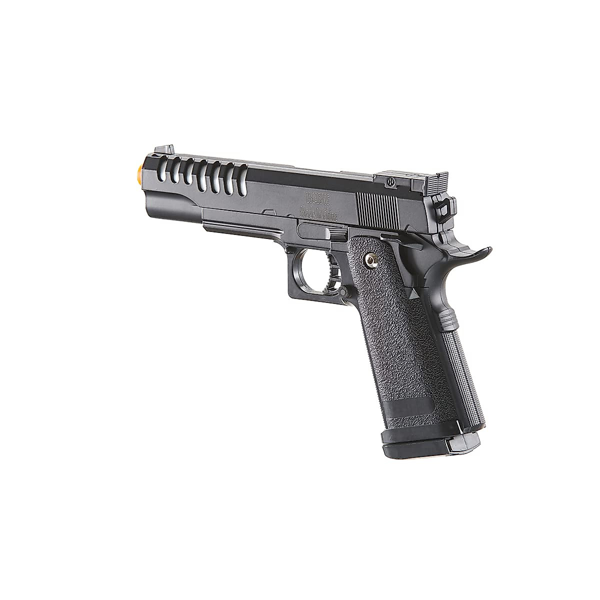 Black Metal Alloy Airsoft Spring Pistol with Wavey Stippling - Shoots at 250 FPS (GoldenBall)