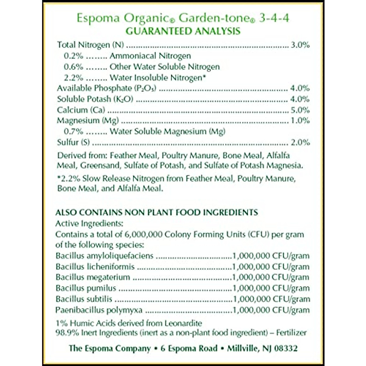Espoma Organic Garden-Tone 3-4-4 Organic Fertilizer for Cool & Warm Season Vegetables and Herbs. Grow an Abundant Harvest of Nutritious and Flavorful Vegetables – 4 lb. Bag - Pack of 2