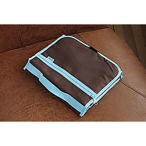 Tri-Fold Bible Cover, Bible Study Organizer, Velcro Closure, Nylon, Brown/Blue, Large