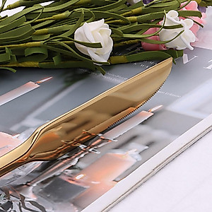 Aimilan 30 Piece Gold Flatware Set Service for 6, 18/10 Stainless Steel Hexagonal diamond Handle Silverware Set, Thickened tableware Cutlery Set, Mirror Polished, Dishwasher Safe