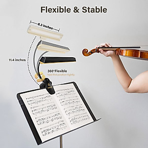 Vekkia Royal Super Bright Music Stand Light, Clip On Piano Lights, USB Rechargeable Piano Lamp, Great for Upright Piano, Voilin, Orchestra, Podium
