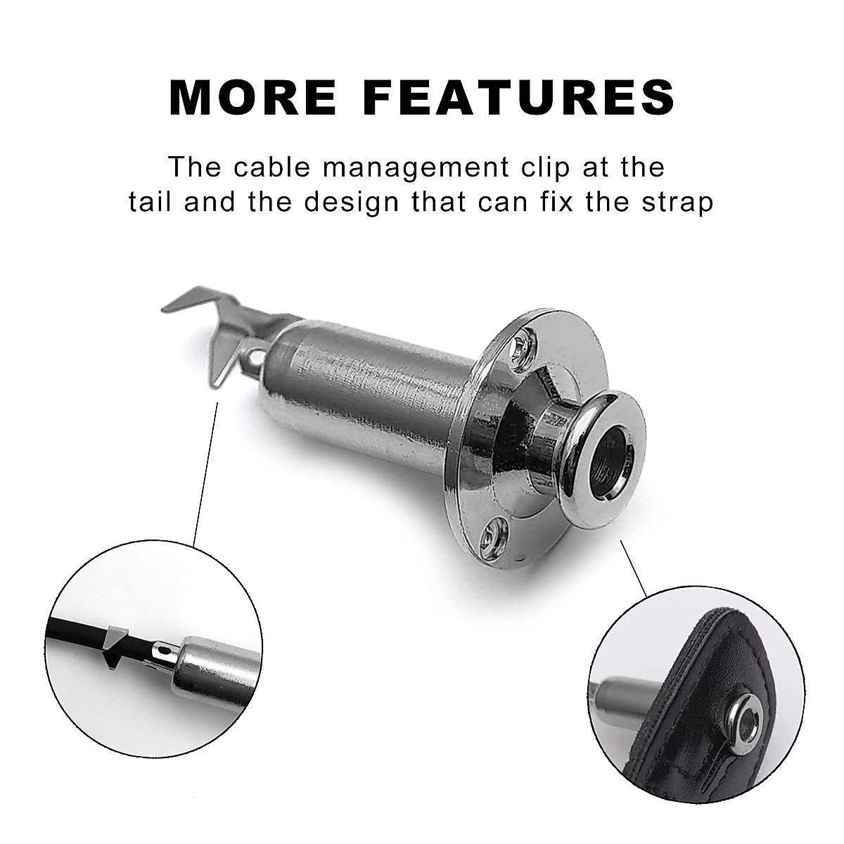SAPHUE 6.35mm Acoustic Electric Guitar Bass Mono Endpin Output Jack Strap Button Jack Socket (Chrome)