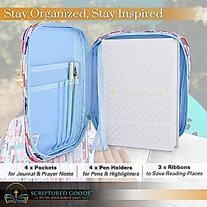 Bible Cover – Beautiful Bible Case with Inspiring Bible Verses for Women – Covers & Protects Your Prayer and Study Items - Keep His Word Close in This Unique Stylish Bag