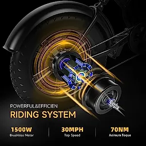 Electric Bike for Adults HAPPYRUN 20" Fat tire with 1500W Motor Ebike 48V 18AH Removable Battery 30MPH & 68 Miles Long Range Snow Beach Mountain Electric Bicycle Throttle & Pedal Assist