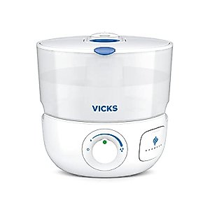Vicks EasyCare+ Top Fill Filter-Free Cool Mist Humidifier, Small Room–For Vapors 2 Ways –Works with Vicks VapoPads and VapoSteam, White