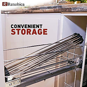 RENOBICA Roll Up Dish Drying Rack 21" x 16" - Over The Sink for Kitchen Counter, Foldable SUS304 Stainless Steel Dish Drying Rack for Cups, Utensils, Fruits, Vegetables