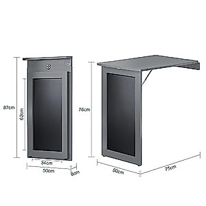 Haotian Murphy Desk Wall-Mounted Table Folding Kitchen & Dining Table, Gray FWT20-HG