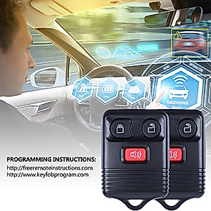 3 Buttons Keyless Entry Remote Control Key Fob fits for Ford 1998-2016, Mazda F150 F250 F350 Mercury Expedition Explorer, CWTWB1U331, CWTWB1U212, CWTWB1U345, GQ43VT11T 315Mhz Pack of 2